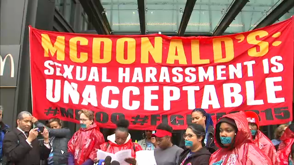 McDonald’s employees protest sexual harassment and low minimum wage ...