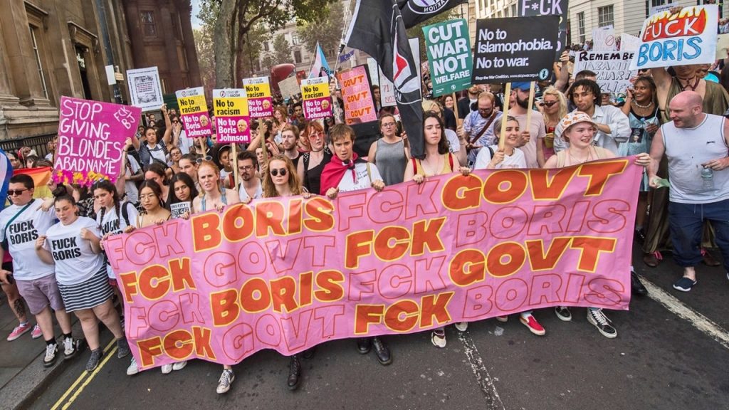 Britain greeted its new prime minister with roadblocks and ‘Fck Boris ...