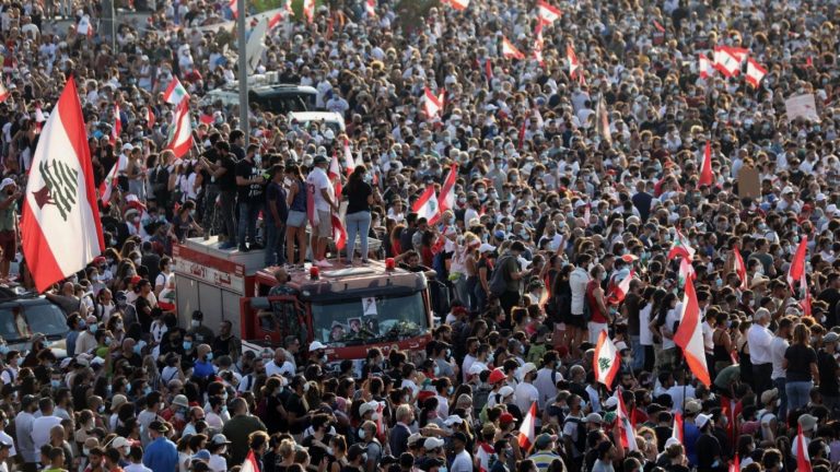Thousands of Lebanese stage protests on first anniversary of Beirut ...