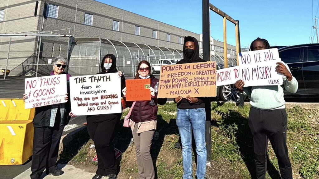 Outside notorious ICE detention center, activists provide care and ...